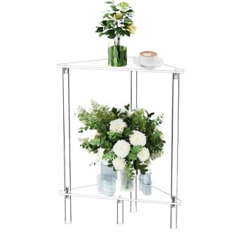 Generico Tisch am Ende des Wohnzimmers, transparent, mit 2 Ebenen, dekorativer Nachttisch zur Aufbewahrung von kleinen R&auml;umen, Wohnzimmer