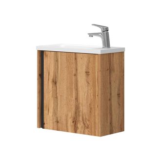 Vicco Waschbeckenunterschrank Goldkraft Eiche Kleo, bestehend aus Waschbeckenunterschrank, Waschbecken - Mehr Stauraum ohne Bodenfl&auml;che zu nutzen