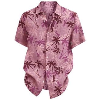 Generic Chemise d&eacute;t&eacute; haute pour homme, chemise de plage boutonn&eacute;e grande taille, chemise hawa&iuml;enne imprim&eacute;e, haut &agrave; manches courtes, haut d&eacute;contract&eacute; d&eacute;contra