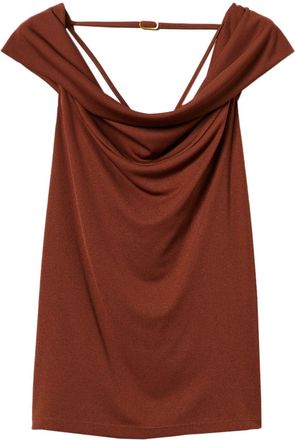 Twin-Set Oberteil mit drapiertem Kragen - Braun