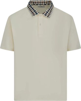 Aquascutum Homme, Tops, Blanc, Taille: 2XL Polo Club &agrave; Col &agrave; Carreaux