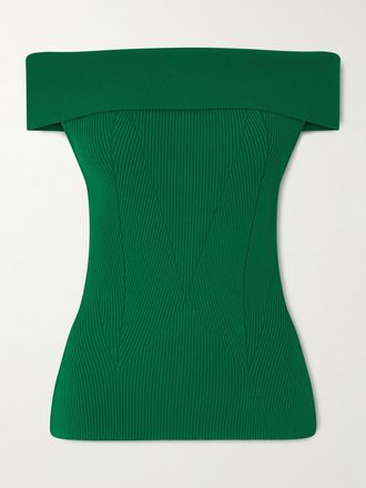 Givenchy Haut Épaules Nues En Mailles Côtelées - Vert