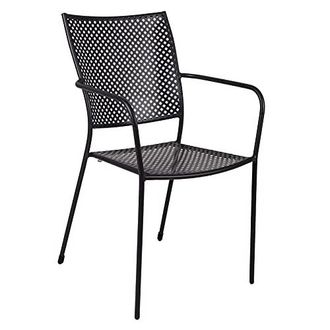 Dmora Stapelbarer Eisenstuhl mit Armlehnen, schwarze Farbe, 57 x 47 x h89 cm