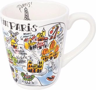 Blond Amsterdam City Collection - Teetasse Paris 0,35L - Romantisches Design mit Stadtkarte - Geschenkidee für Paris-Fans