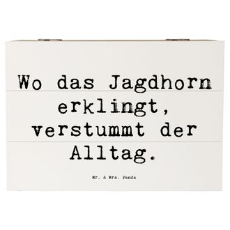 Mr. & Mrs. Panda 22 x 15 cm Holzkiste Spruch Jagdhorn Melodie - Geschenk, Natur, Meisterwerk, Musiker Geschenk, Klang, Geschenkbox, Frieden