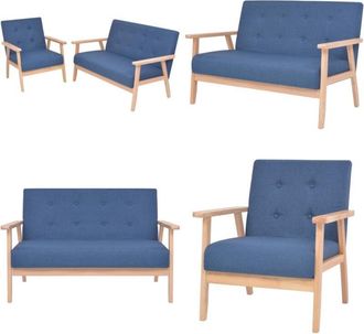 vidaXL Sofagarnitur 2-tlg. Stoff Blau - Sofagarnitur - Wohnlandschaft - Couchtisch - Esszimmerstuhl - Blau Sofa - Home & Living