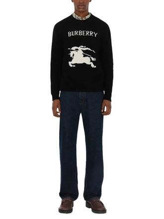 Burberry Logo-Knitted Cashmere Blend Sweater - Black