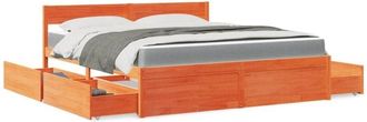 vidaXL Vidaxl - Lit avec tiroirs/matelas cire marron 180x200 cm bois massif pin