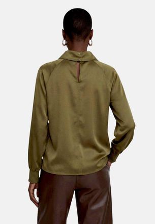 Zero Satinbluse Damen mit Kragen