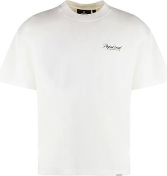 Represent Geripptes Baumwoll-T-Shirt mit Rundhalsausschnitt - - Tops - Herren - Wei&szlig; - XL