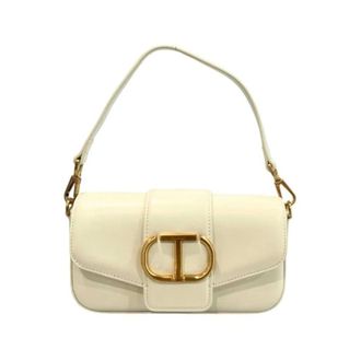 Twinset Femme, Sacs, Blanc, Taille: ONE Size Sac bandouli&egrave;re en cuir avec boucle dor&eacute;e