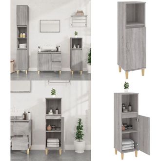 vidaXL Badschrank Grau Sonoma 30x30x100 cm Holzwerkstoff - Badezimmerm&ouml;bel - Badschrank - Schreibtisch - Regal - Grau Sonoma - Home & Living