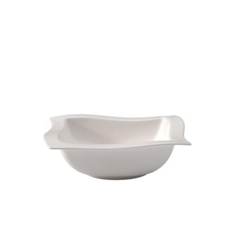 Villeroy & Boch Villeroy und Boch NewWave Schüssel, Schale für Salate und Beilagen, eckige Form, Premium Porzellan, spülmaschinen- und mikrowellengeeignet, weiß, 25 c
