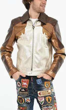 Dsquared2 Color-Block-Jacke aus metallisiertem Leder Dsquared2