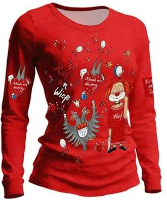 Generico Confettis en forme de coeur - T-shirt de carnaval pour femme &agrave; manches longues - Confettis en forme de coeur, U - Rouge, 5XL