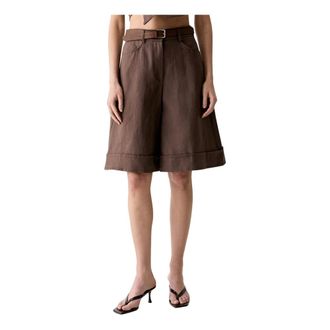 Vicolo Shorts &agrave; revers avec ceinture - Femme - Shorts - Brun - Taille: 42 FR