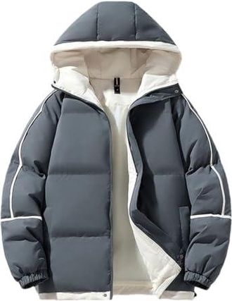 Generic Veste matelass&eacute;e &eacute;paisse et chaude pour homme - Veste dhiver parkas &agrave; capuche - V&ecirc;tements dext&eacute;rieur pour couple, Gris 9., S