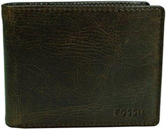 Fossil Portefeuille pour hommes Derrick, Portefeuille en cuir marron foncé 11,43 cm L x 1,9 cm l x 8,89 cm H ML3681201