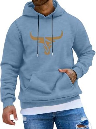 Generic Sweat a Capuche Homme Sweatshirt Hooded Hoodie Homme Graphique T&ecirc;te de Taureau, Sweatshirt Confortable avec Cordon de Serrage pour Port Quotidien