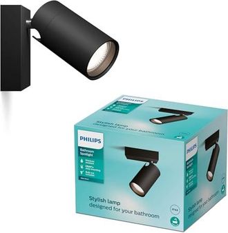 Philips Idris LED 1er Spotleuchte, GU10 Lampe nicht enthalten, Schwarz, IP44, wasserfest