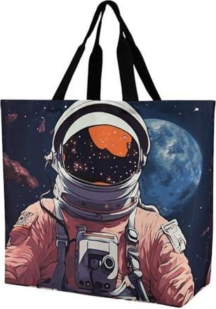 Generic LHomme Cool Dans La Galaxie De LEspace Sac Courses Imperm&eacute;able Tote Bag Pliable Sac Fourre-Tout Pour Travail Shopping Plage