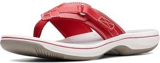 Clarks Womens Breeze Sea Flip Flop, New Red Synthetic, 9 B(M) US