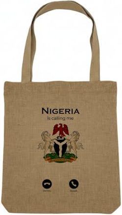 Fabulous Sac Shopping Tote Bag Aspect Lin - Nigeria Is Callling Me Coat of Arms History - Sac de Courses Toile Epaisse 360g Beige Naturel Cabas Port&eacute; Epaule So