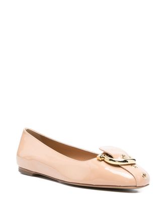 Ferragamo Patent Leather Ballet Flat - Beige