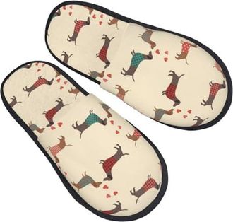 Generic Pantoufles Moelleuses Couple De Teckels Habill&eacute;s Avec Des Coeurs Rouges Chaussures L&eacute;g&egrave;res Hiver Chaussons Pour Chambre Homme Int&eacute;rieur L