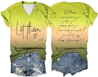 Generic T-shirt d&eacute;t&eacute; pour femme avec inscription &laquo; Let Them Misunderstand You &raquo; 2025 - Coupe ample - Style d&eacute;contract&eacute; - Impression graphique - Changement de 