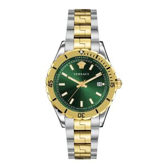 Versace Analoges Datum Quarz Uhr Gr&uuml;n Edelstahl - - Accessories - Herren - Gelb - ONE SIZE