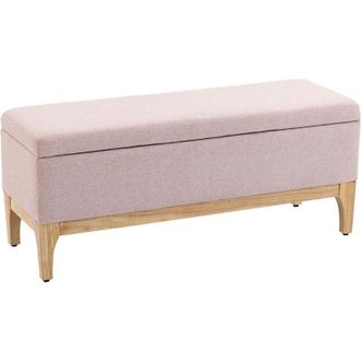 HOMCOM Banc de rangement - HOMCOM - couvercle amovible - style scandinave - en tissu lin - 110x39x45cm - rose