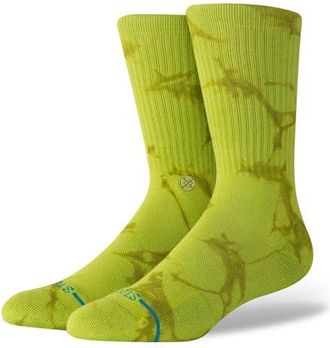Stance Icon Dye Crew Chaussettes vertes à motif tie-dye, Vert, M