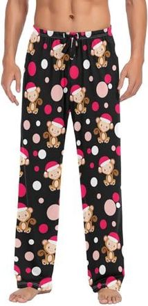 Generic Pantalon de pyjama pour homme avec poches, Singe de No&euml;l multicolore, XL
