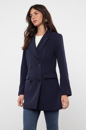 Trendyol Modest Damen Dunkelblau Einfarbig Lang Regular Fit Modest Blazer