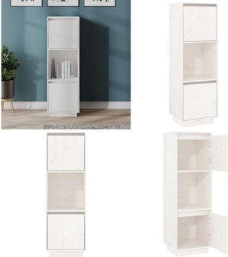 vidaXL Highboard Wei&szlig; 38x35x117 cm Massivholz Kiefer - Sideboard - Hochschrank - Wohnzimmerm&ouml;bel - Massiver Holzm&ouml;bel - Kiefernholz - Home & Living