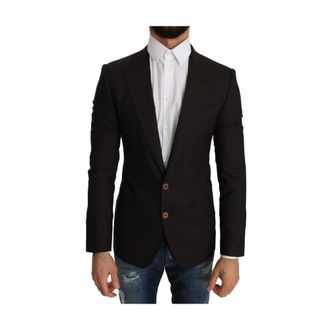 Dolce & Gabbana Schlanke Braune Woll-Blazerjacke - - Jackets - Herren - Braun - XS