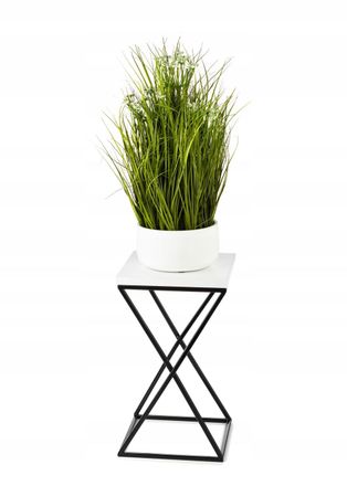 HowHomely Pflanzenst&auml;nder Metall 40 cm Hoch - Stabiler und Fester Blumenhocker mit Wei&szlig; MDF-Platte auf Schwarz St&auml;nder - Blumenst&auml;nder zur Dekoration Innenr&auml;ume