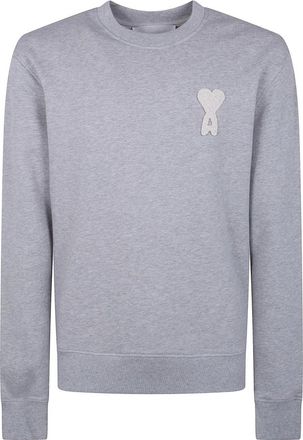 Ami Homme, Sweatshirts et sweats &agrave; capuche, Gris, Taille: L Crewneck Coupe Classique avec Patch Tricot&eacute; Ami de Coeur