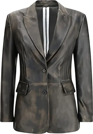 S.W.O.R.D 6.6.44 surchemise en cuir à poche poitrine - Marron