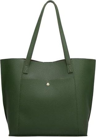 Generic Automne/hiver couleur unie motif litchi grande capacité une épaule sac fourre-tout sac bandoulière bandoulière pour sacs, Vert, Taille unique