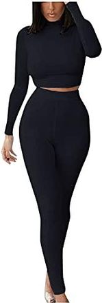 Generic Ensemble de sport 2 pièces pour femme - Survêtement sans couture - Tenue de sport, entraînement, yoga, jogging, coupe ajustée, haut court à manches lo