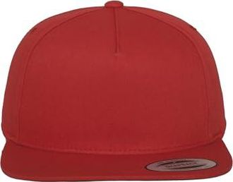 Flexfit Casquette de Baseball Classic 5 Snapback, pour Homme et Femme, Taille Unique, Fermoir Boutons-Pression R&eacute;glable au Dos, Visi&egrave;re Plate, 100% Coton, Red