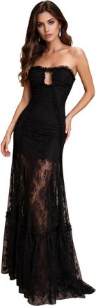 Aniye By Femme, Robes, Noir, Taille: 38 FR Longue Robe de Soir&eacute;e Bustier en Dentelle