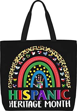 Generic Sac De Courses Mois National Du Patrimoine Hispanique Arc-En-Ciel Drapeaux De Tous Les Pays Grand Sac A Main Lavables R&eacute;utilisable Sacs &Agrave; Main, Pour F