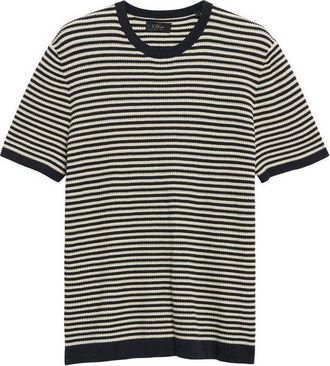 s.Oliver Kurzarmpullover Strickpullover Gestreiftes Strick-T-Shirt aus Baumwolle