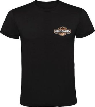 Generico T-shirt Harley Logo noir pour homme 100 % coton Tailles S M L XL XXL Manches courtes T-Shirt, Noir, XXL
