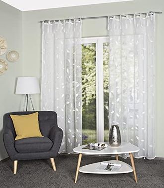 Home Wohnideen Home WOHNIDEEN Schlaufenschal AIDINA, Bestickt, halbtransparent, mit Schlaufen und 8 Bindebänder, Farbe: wollweiß, Größe: 245 x 140 cm, Anzahl:1x