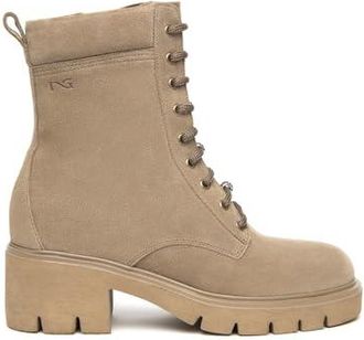 Nero Giardini I514812D Bottines Motardes Femme en Cuir Velours - Beige 37 EU