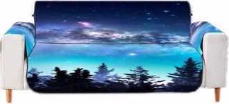 A.Monamour Sofabezug Sofaüberwurf Sesselschoner Milchstraße Galaxie Sternenhimmel Nacht Verzauberte Waldnatur Samt Stuhl Abdeckung Sofa Abdeckung Sofaschoner Sof